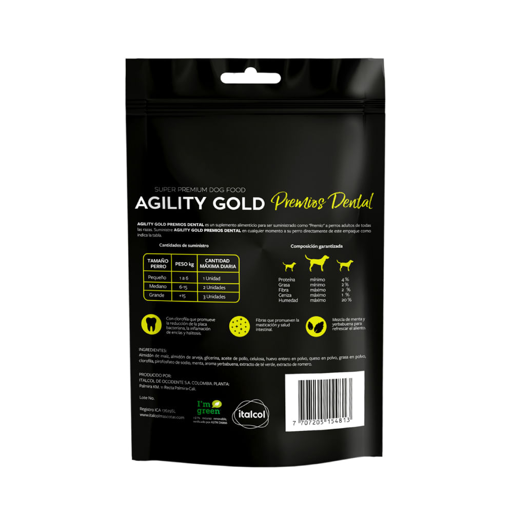 Snack Seco Para Perro Agility Gold Premio Dental X 150 Gr - Puppis